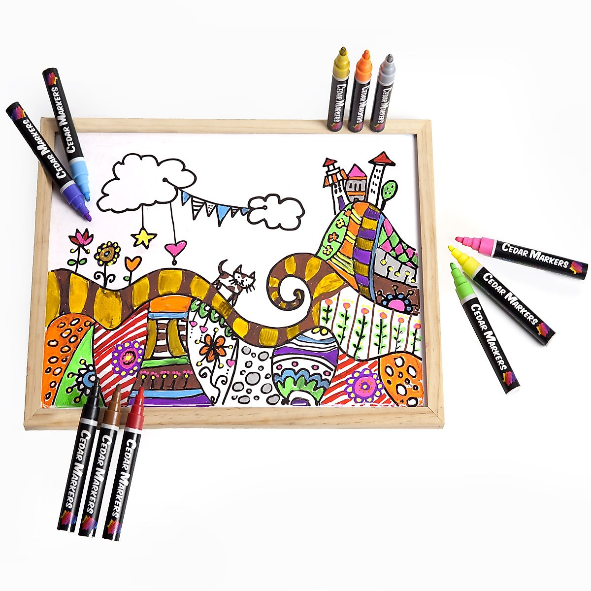 Cedar Markers Liquid Chalk Markers - 12 Pack With 40 Chalkboard Labels - Bold Neon Color Pens Including Gold And Silver Paint. Dry Erase Markers for Windows, Glass, Chalkboard with Reversible Tip.