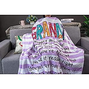 NAZENTI Luxury Super Soft Sherpa Fleece Blanket 50x60, Mamaw Loves, Gigi, Mimi= (Granny)
