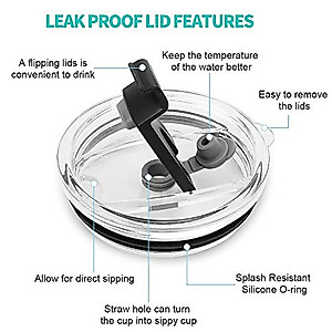 16oz Tumbler Replacement Lids,4 Pack Spill Proof and Splash Resistant Lids,Leak Proof Tumbler Replacement Covers,No Leak Cups Lids Covers for Rambler, Ozark Trail,Yeti