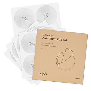 RECAPS Aluminum Foil Lids to Reuse Coffee Pods Compatible with Nespresso VertuoLine 200 Pcs 62mm