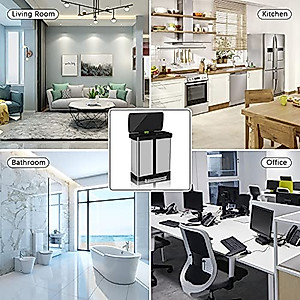 Kitchen Trash Can 16 Gallon/ 60L Stainless Steel Trash Can with Lid & Double Barrel, High-Capacity Step Garbage Can Classified Recycle Rubbish Bin for Bathroom Bedroom Home Office