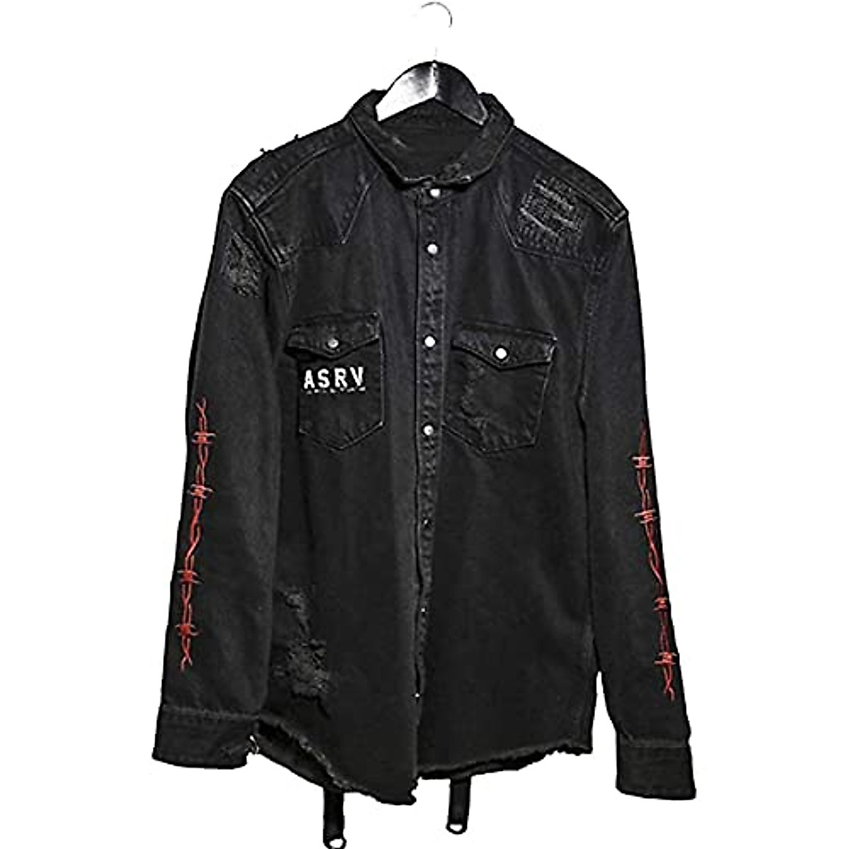 Seidarise Men's cyberpunk jacket black denim Jean Hip Hop Oversized Cropped Street wear Coat