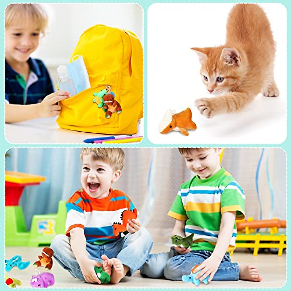 20 Pack Operation Christmas Plush Mini Dinosaur Stuffed Animal Bulk Dinosaur Party Favors Toys Dinosaur Plush Keychain Soft Dino Figures Assortment Cute Dino Plush, Goody Bags Filler for Boys Girls