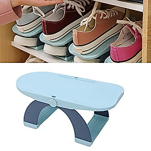 Hztyyier Shoe Slots Organizer, Double Layer Shoe Stacker Space Saver Shoe Rack Holder for Closet Organization(Blue)
