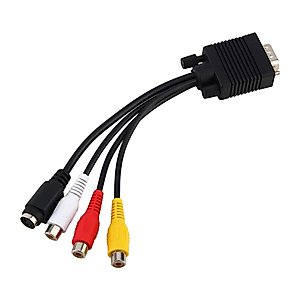 Delaman Cable Adapter, Standard Sub-D VGA Input SVGA to S-Video 3 RCA Jack Video TV AV Converter Cable Adapter for PC Laptop Desktops