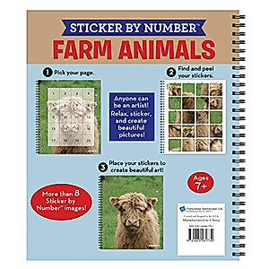 Brain Games - Sticker by Number: Farm Animals (Easy - Square Stickers): Create Beautiful Art With Easy to Use Sticker Fun!