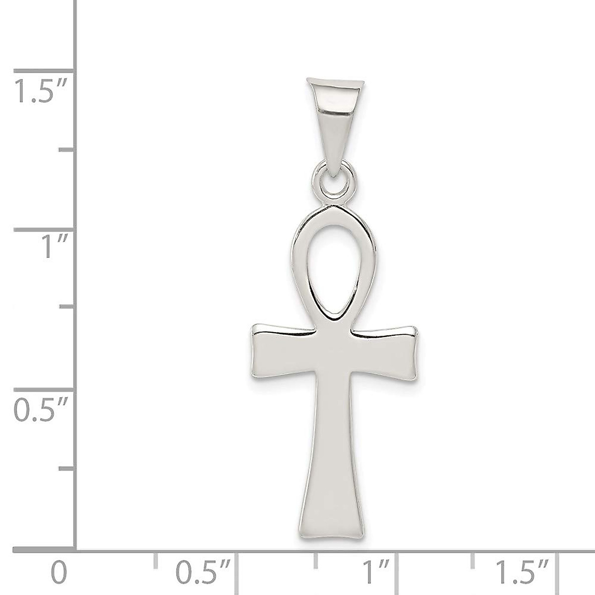 Solid 925 Sterling Silver Ankh Cross Pendant Charm - 35mm x 13mm