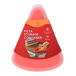 KEVJES 5-Pack Multicolor Reusable Silicone Leftover Pizza Slice Storage Container with Air-tight Lids-BPA Free,Fits Single Slice up to 16”,Save Space,Refrigerator organizer.