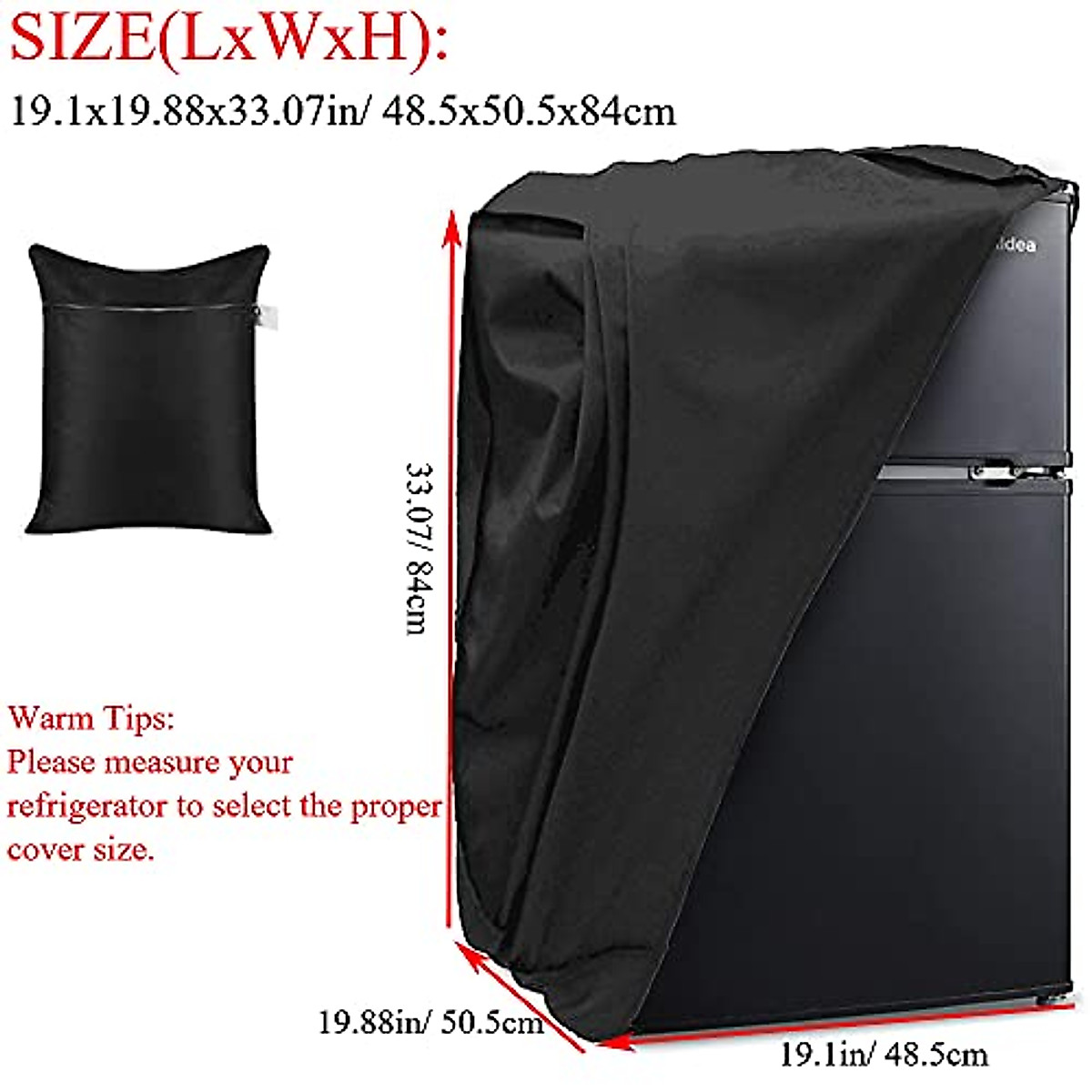 UCARE Mini Refrigerator Dust Cover Compatible with Midea WHD-113FSS1 Refrigerators, 420D Oxford Fabric Waterproof Dustproof Mini Fridge Freezer Cover Protector Refrigerator Covers