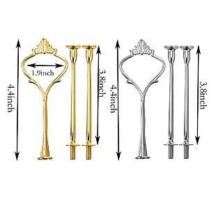 9 Set Cake Stand Hardware, Fittings for Cake Stand Mold Crown 3Tier Cake Stand Fittings Hardware Holder for Afternoon Tea Cake Dessert Fruit, Wedding and Party Tray Cupcake (Gold, Silver, Black)