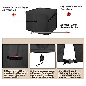 Porch Shield 600D Waterproof Air Conditioner Covers for Outside Units Square AC Cover Black - 34 x 34 x 30 inch