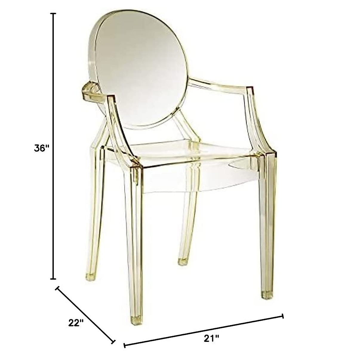 Modway Casper Modern Acrylic Stacking, Two Dining Armchairs, Yellow