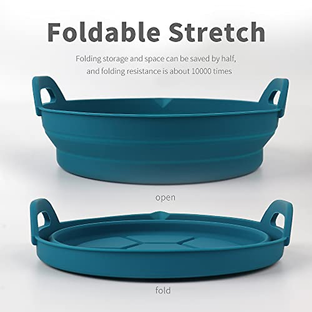 Qiaoer 3 Pack Air Fryer Silicone Liners,8.3 Inch Round Air Fryer Silicone Basket,Heat Resistant Easy Clean Air Fryer Oven Accessories,Foldable Reusable Silicone Bowl(Z03-Pink Green Grey)