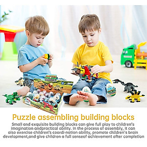 auryee 12PCS Pre Filled Easter Eggs Dinosaurs Party Favors Party Supplies Building Blocks Mini Animal Educational Toy Stacking Block Sets Science STEM Gift for Boys & Girls Kids Age 6+