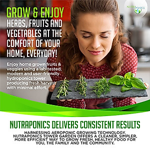 Nutraponics Hydroponics Indoor Garden Growing System - Automated Aeroponic Vertical Tower Garden + LED Grow Lights Planting Kit Farm Plants Fresh Herb Garden, Fruits & Vegetables Nursery - 80 Pots