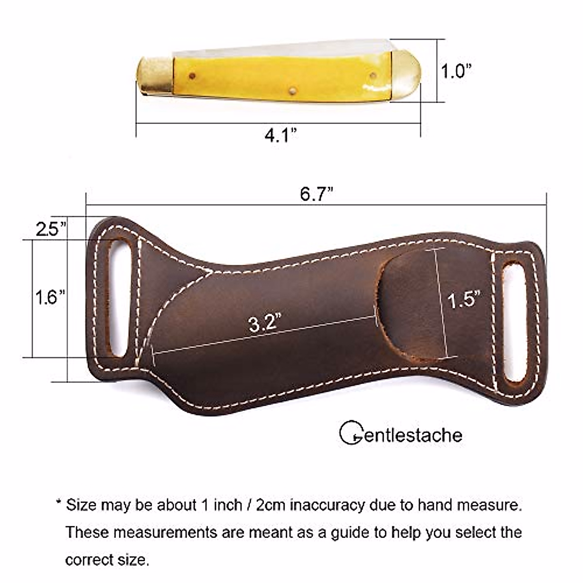 Gentlestache Leather Knife Sheaths for Belt, Pocket Knife Holder, EDC Sheath for Folding, Compact Draw Knife Holster Dark Brown