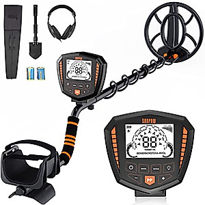 SUNPOW Metal Detector, IP68 Waterproof Coil, Identify 9 Types of Metals, High Accuracy, 10 Inch Detection Depth, 5 Modes, Strong Anti-Interference, Suitable for Adults and Kids (OT-MD07)