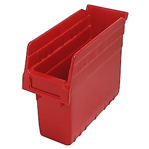 Quantum QSB801RD Store-MAX Shelf Bin, 11-5/8" Length x 4-3/8" Width x 8" Height, Red, Pack of 36