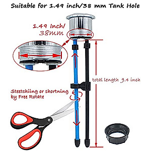 Teaayako Toilet Push Button 38mm Thread Diameter Dual Push Flushing Button Adjustable Toilet Water Tank Button,Black