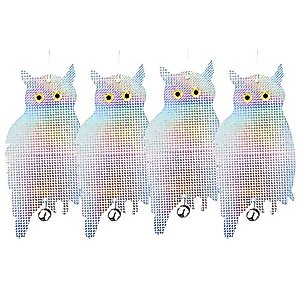 Patio Eden 4 Pack Bird Deterrent Scare Owls - Effective Hanging Bird Control Repellent