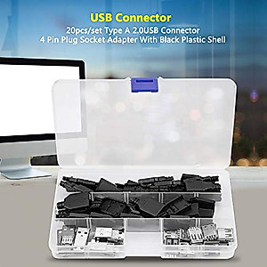 Tomantery 4 Pin Good Conductivity Connector Brass Contacts Female for Electronic Design with Black Plastic Shell