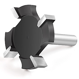 BINSTAK CNC Spoilboard Surfacing Router Bit 1/4 Inch Shank, Extra Large 1-1/2 Inch Cutting Diameter, Slab Flattening Router Bit Planing Bit Wood Planing Bit Dado Planer Bit(Carbide-4 Wings)