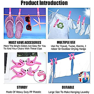 Nerjan 6PCS Beach Towel Clips Outdoor Fashion Style Flamingo Towel Holders for Pool Chairs or Fence During Your Cruise-Jumbo Size to Keep Your Cloth or Towel from Blowing.