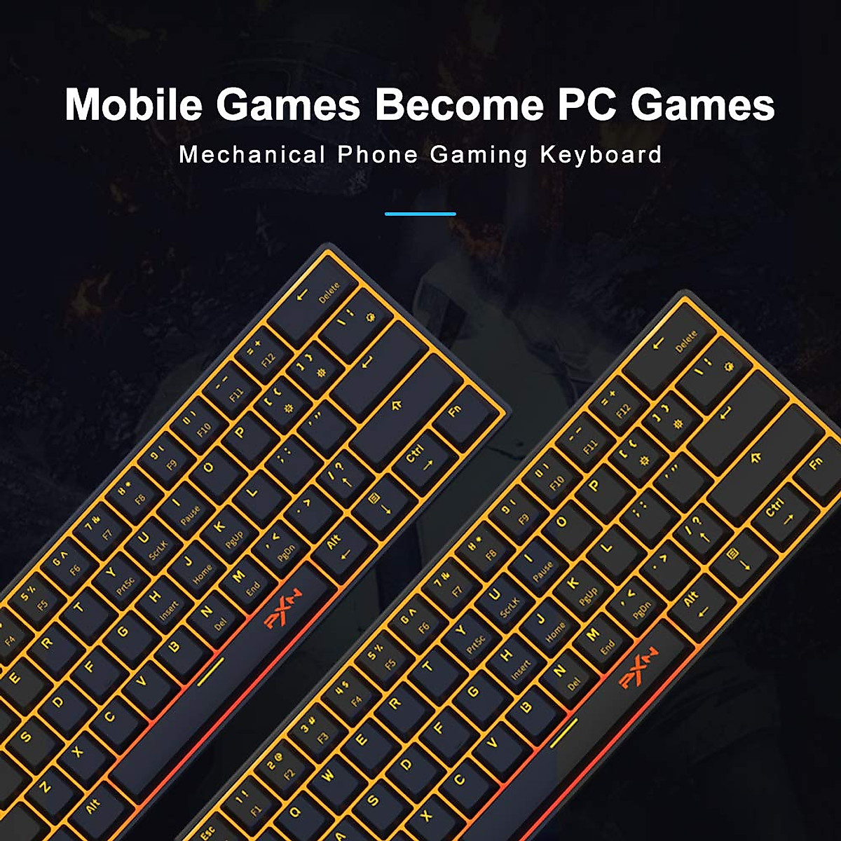 PXN K30 60% Mechanical Keyboard Wireless Mobile Gaming Keyboard Backlit Wired LED Mini Compact Keyboards Compatible with Android PC Laptop (Black)