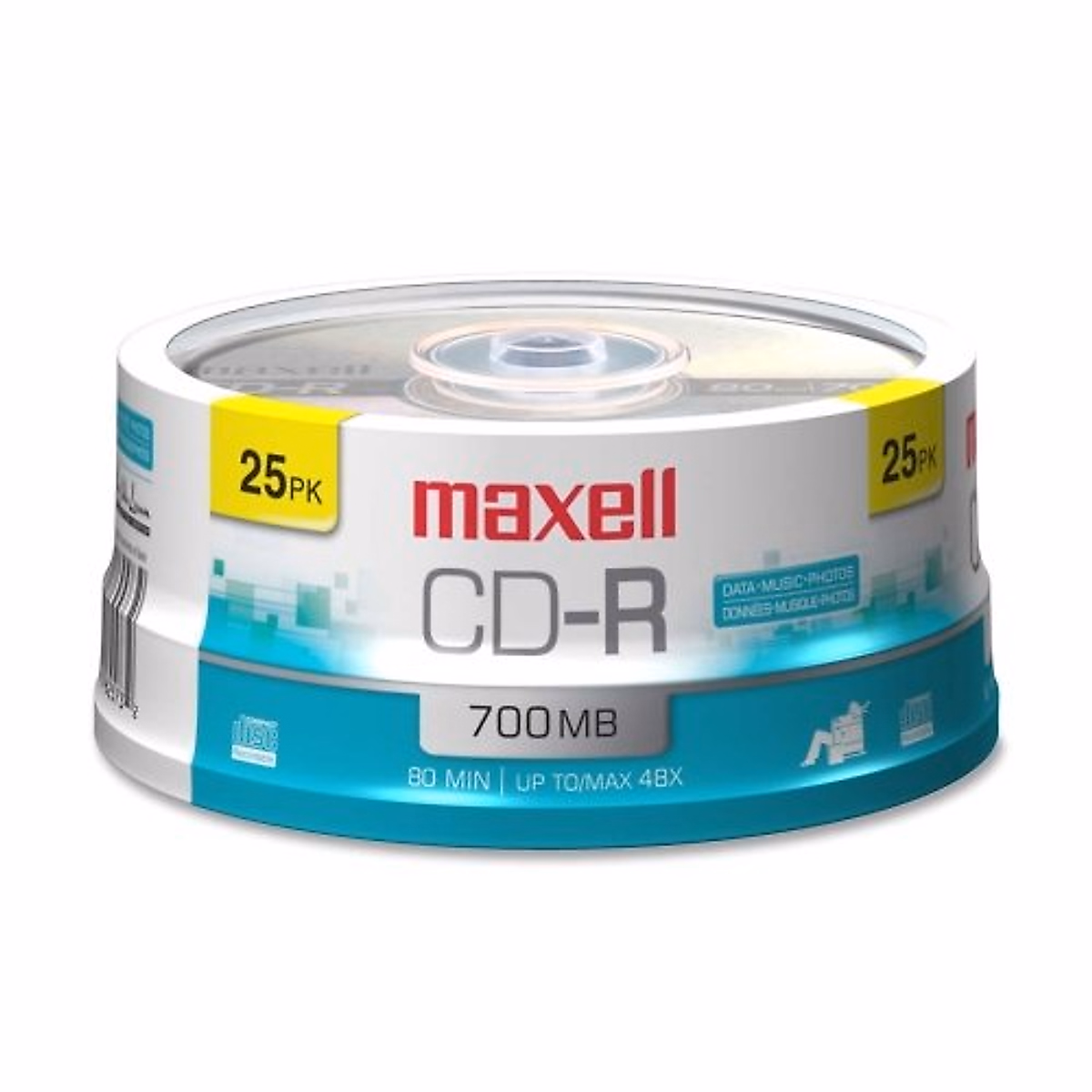 Maxell CD Recordable Media - CD-R - 48x - 700 MB - 25 Pack Spindle - 120mm1.33 Hour Maximum Recording Time