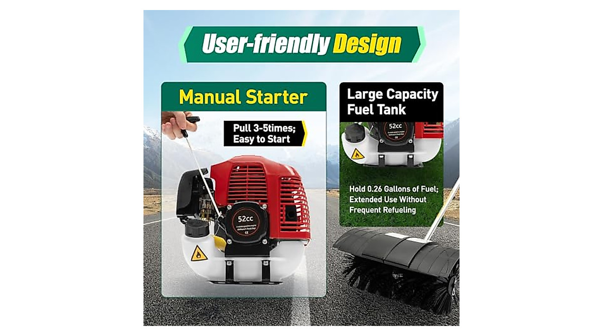 Efficient Gas Power Handheld Sweeper for All Surfaces