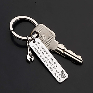 Gzrlyf Mechanic Keychain My Knight in Shining Armor Funny Mechanic Gifts (Keychain)