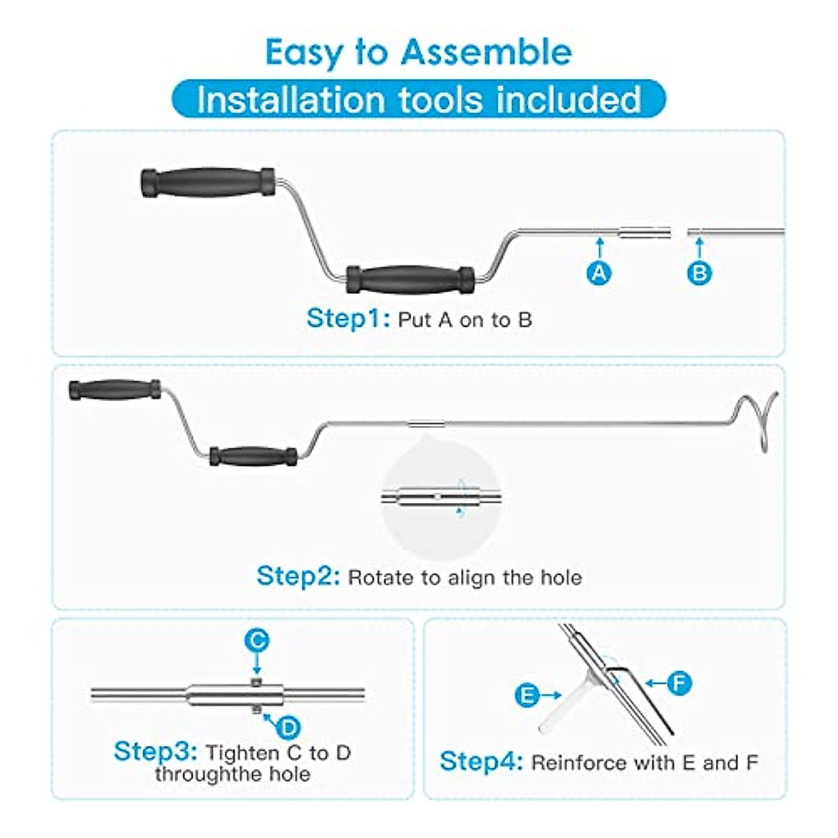 GZBEVITAR Compost Aerator, Compost Turner and Mixing Tool - Crank Manual Tiller for Outdoor Composting, Rotating Drill Bit for Easy Aeration, Thermomter Included