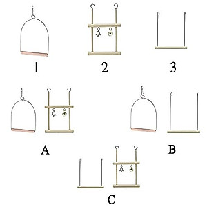 YITAQI Parrots Swing Toy,Natural Wooden for Parakeets Cockatiels Conures Macaws Finches Bird Cage Hammock Birds Perch Bird Stand(A)