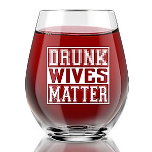 AGMDESIGN Wives Matte Funny Stemless Wine Glass, Premium Birthday Gifts for Women, Her, Sister, Wife, Boss, Mom, Aunt, BFF, Coworkers, Unique Present Idea from Husband to Wife