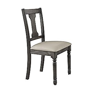 acme Wallace Side Chair (Set-2), Tan Linen & Weathered Gray