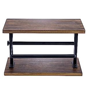 MyGift Kitchen Countertop Paper Towel Holder and Condiment Display Shelf Rack, Rustic Burnt Wood and Metal Towel Dispenser with Top Shelf for Bathroom or Kitchen