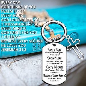 Christian Gifts for Women Men Cross Christian Keychain Accessories for Women Men Faith Religious Baptism Gifts for Friends Pastor Catholic Bible Verse keychain for Easter Birthday Gifts for Women