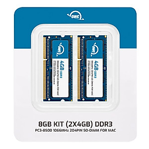 OWC 8 GB (2 X 4GB) ram PC8500 DDR3 1066MHz sodimm 204-pin Memory RAM Upgrade Kit, (OWC8566DDR3S8GP), Compatible with MacBook Pro, MacBook, Mac Mini and iMac (OWC8566DDR3S8GP)
