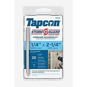 Tapcon 1/4 in. x 2-1/4 in. Hex Nut Concrete Anchor Storm Guard Hurricane Anchoring Kit 25CT, White