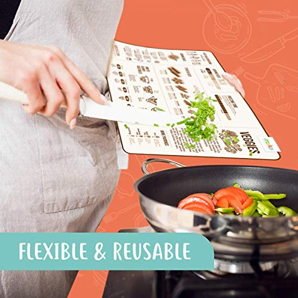 merka Flexible Plastic Cutting Board Mats: Guides, Recipes & Fun Activities For Each Food Group, Set of 4