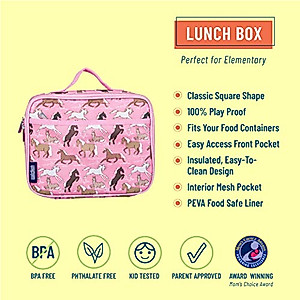 Wildkin 12 Inch Backpack Bundle with Insulated Lunch Box Bag (Horses in Pink)