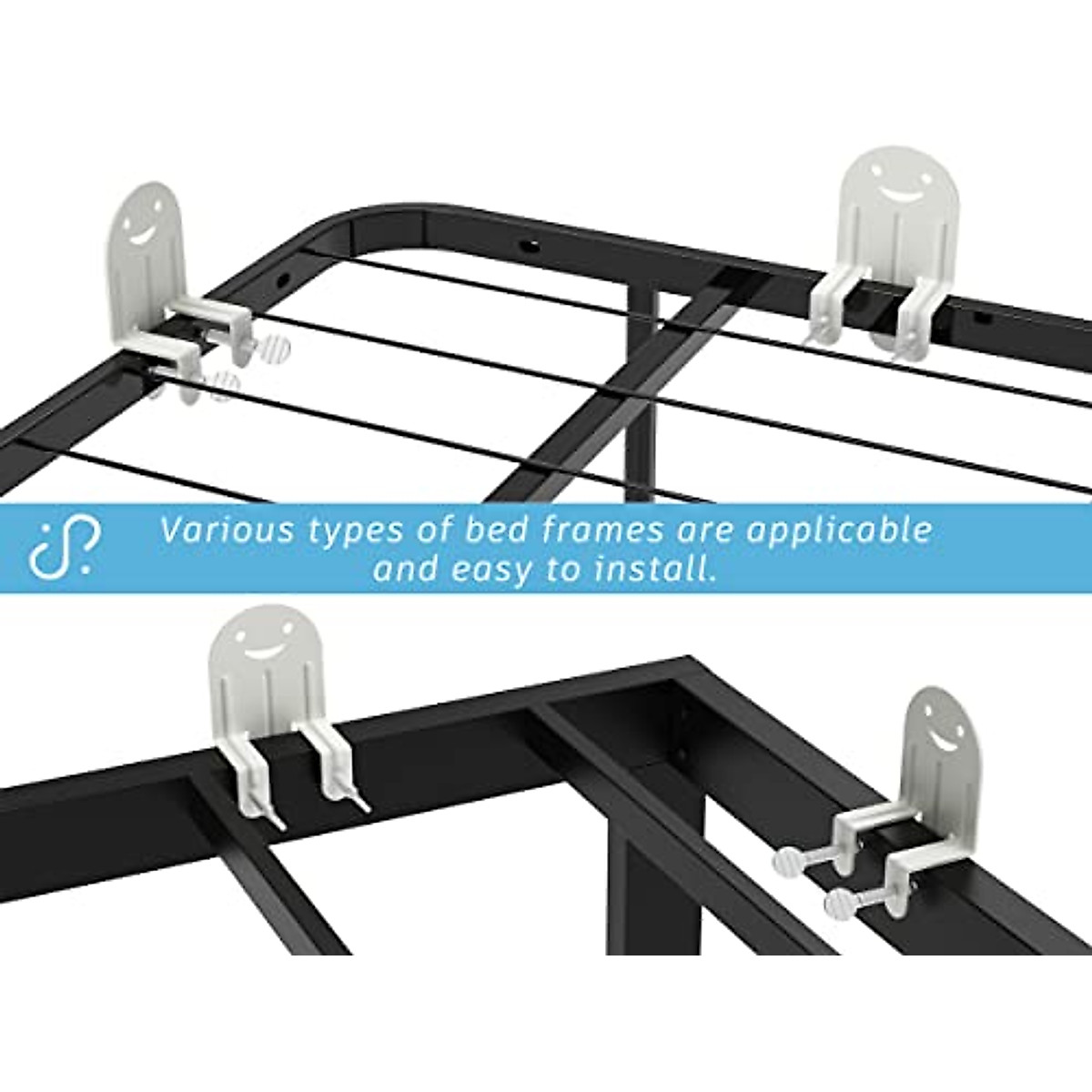 DiaOutro Bed Frame Non Slip Mattress Gaskets, 6 PCS Keep Mattress in Place, Wide Applicability Mattress Holder Easy to Assemble, Adjustable Anti-Slip Baffle Fit for Most Bed Frames, White