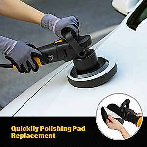 C P CHANTPOWER Buffer Polisher, 6 Inch Dual Action Polisher with Variable Speeds, Detachable Handles, Polishing Pads for Car Polishing, Sanding, Waxing