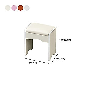 LITFAD 4 Drawers 31.5" Wide Vanity Set Nordic Wood Dressing Table Modern Vanity Table with Stool and Mirror - Pink Right Makeup Vanity, Mirror and Stools