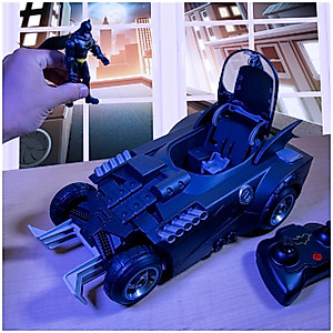 DC Comics Batman Launch and Defend Batmobile Remote Control Vehicle with Exclusive 4-inch Batman Figure, Kids Toys for Boys