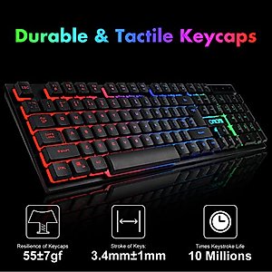 Gaming Wireless Keyboard and Mouse RGB Backlit Rechargeable Battery Gamer Combo Mechanical Feel Anti-ghosting with Side Button for PC Computer Laptop Compatible with Windows Mac Ps4/Ps5 Xbox one