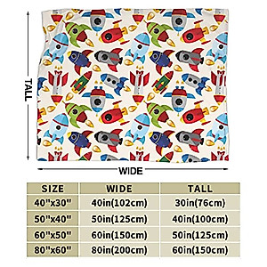 ALYYDFF Creative Aerospace Spaceship Cartoon Cute Flannel Fleece Blanket Lightweigh Throw Blankets for Kids for Couch Bed Sofa Cover 80"x60"