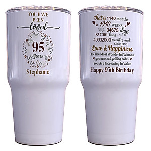 Wonderful Floral 95th Birthday Gift, You Have Been Loved 95 Years Fabulous Birthday Custom Personalized Name Insulated Tumbler 30oz Lid