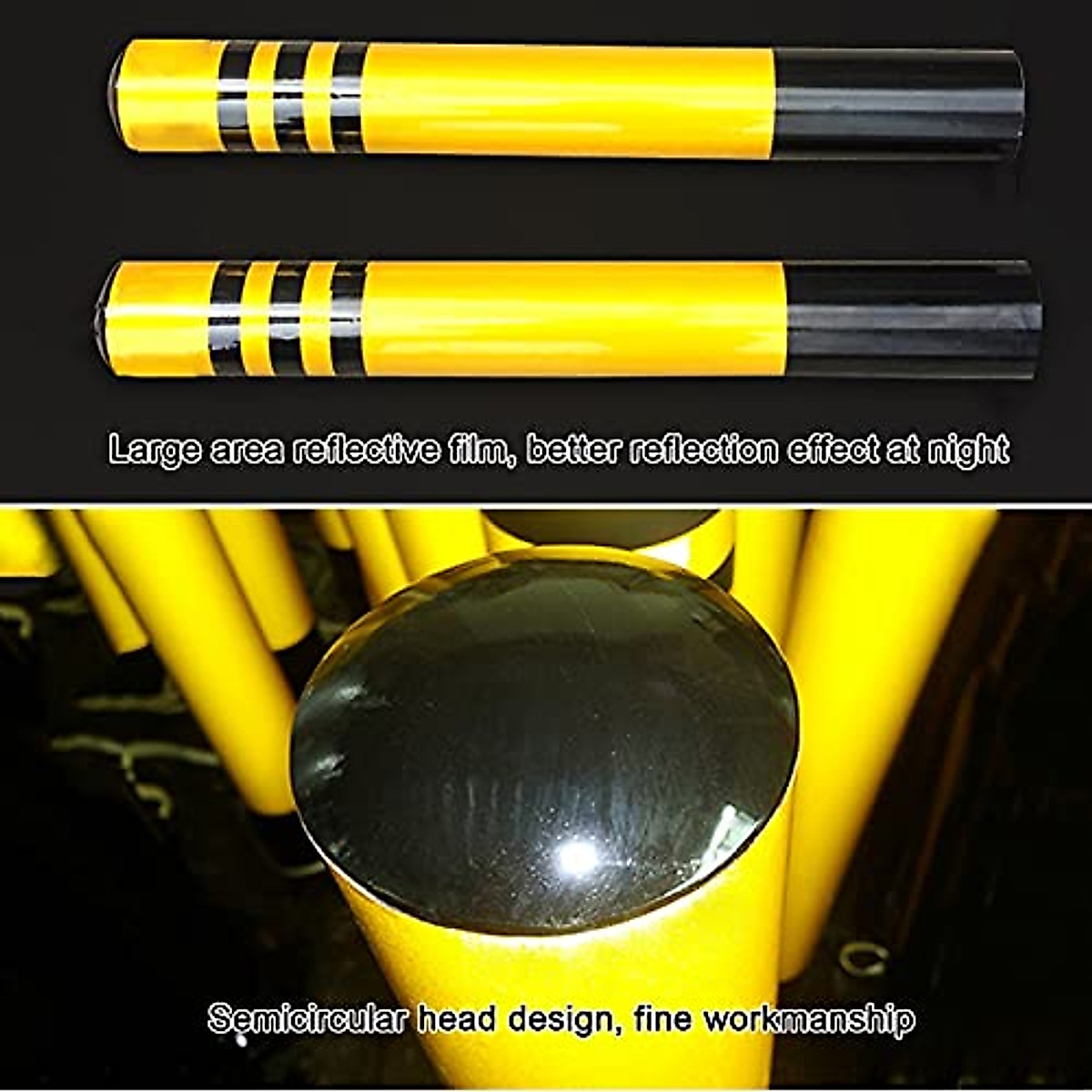 2 Pcs Fixed Parking s Barrier, with Reflective Parking Space Lock Durable Parking Posts for Driveways (Black 500x76mm) (Black 750x76mm) (Black 500x76mm)