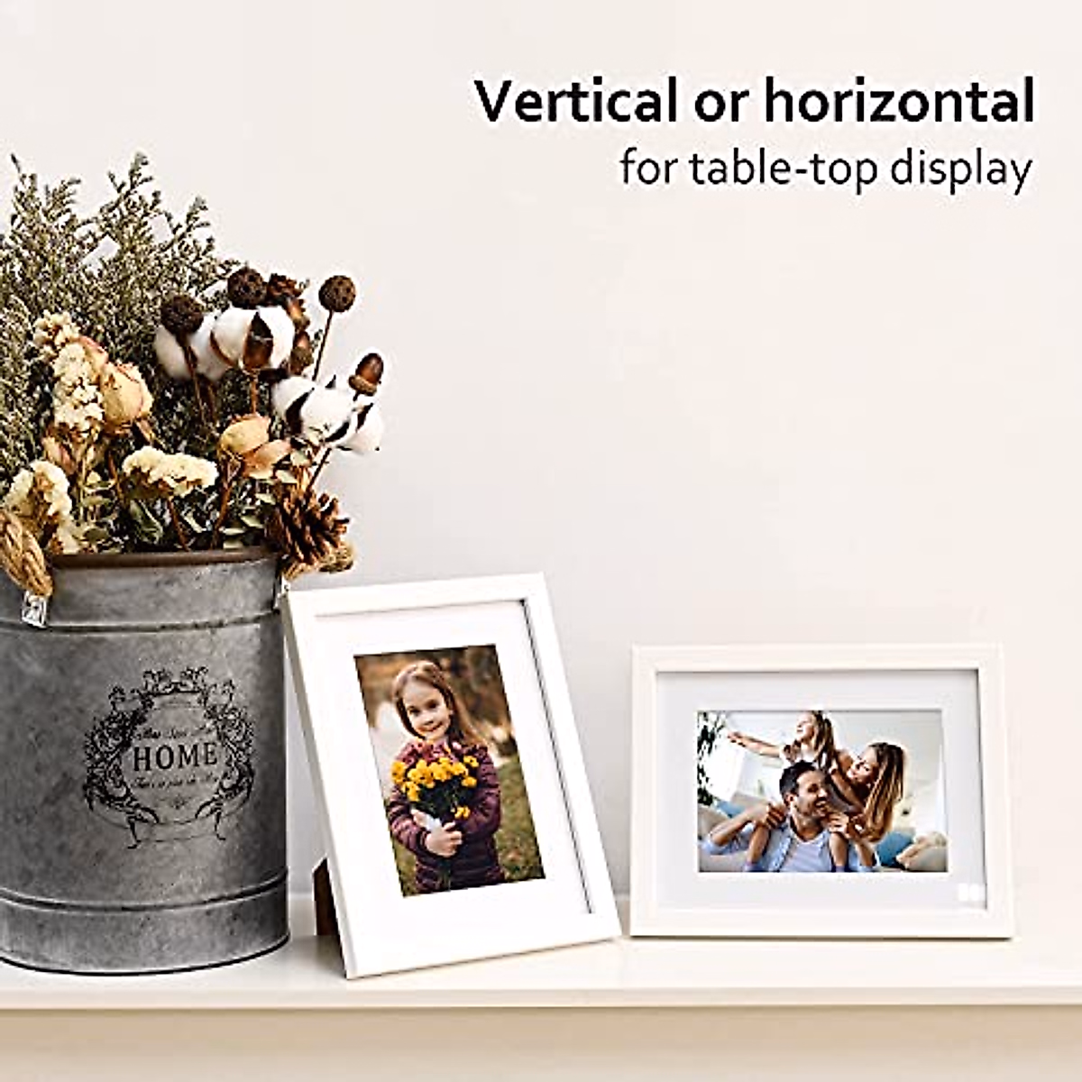 KINLINK 6x8 Picture Frames White, Photo Frames with Real Glass for Picture 4x6 with Mat or 6x8 without Mat, Composite Wood Picture Frames for Table Top and Wall Mounting, Set of 4